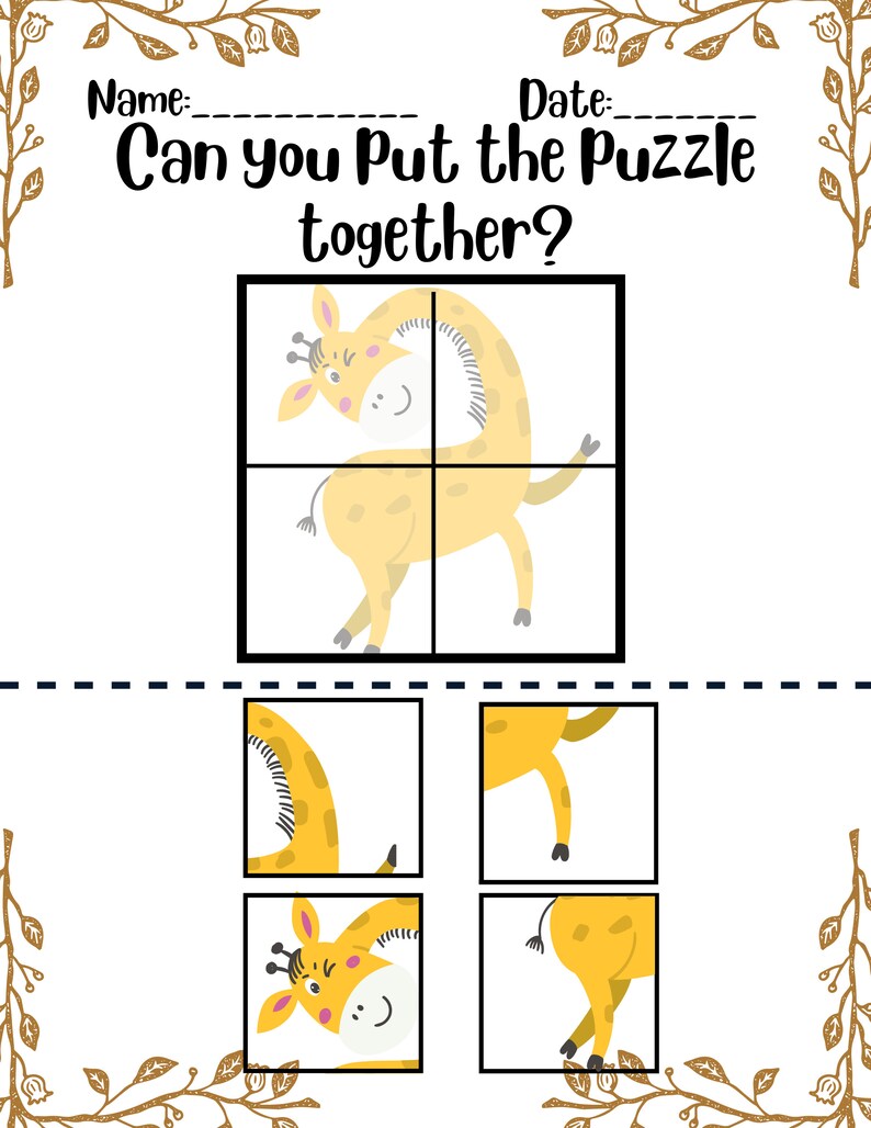 Giraffe Themed Preschool Workbook for Kids - Etsy