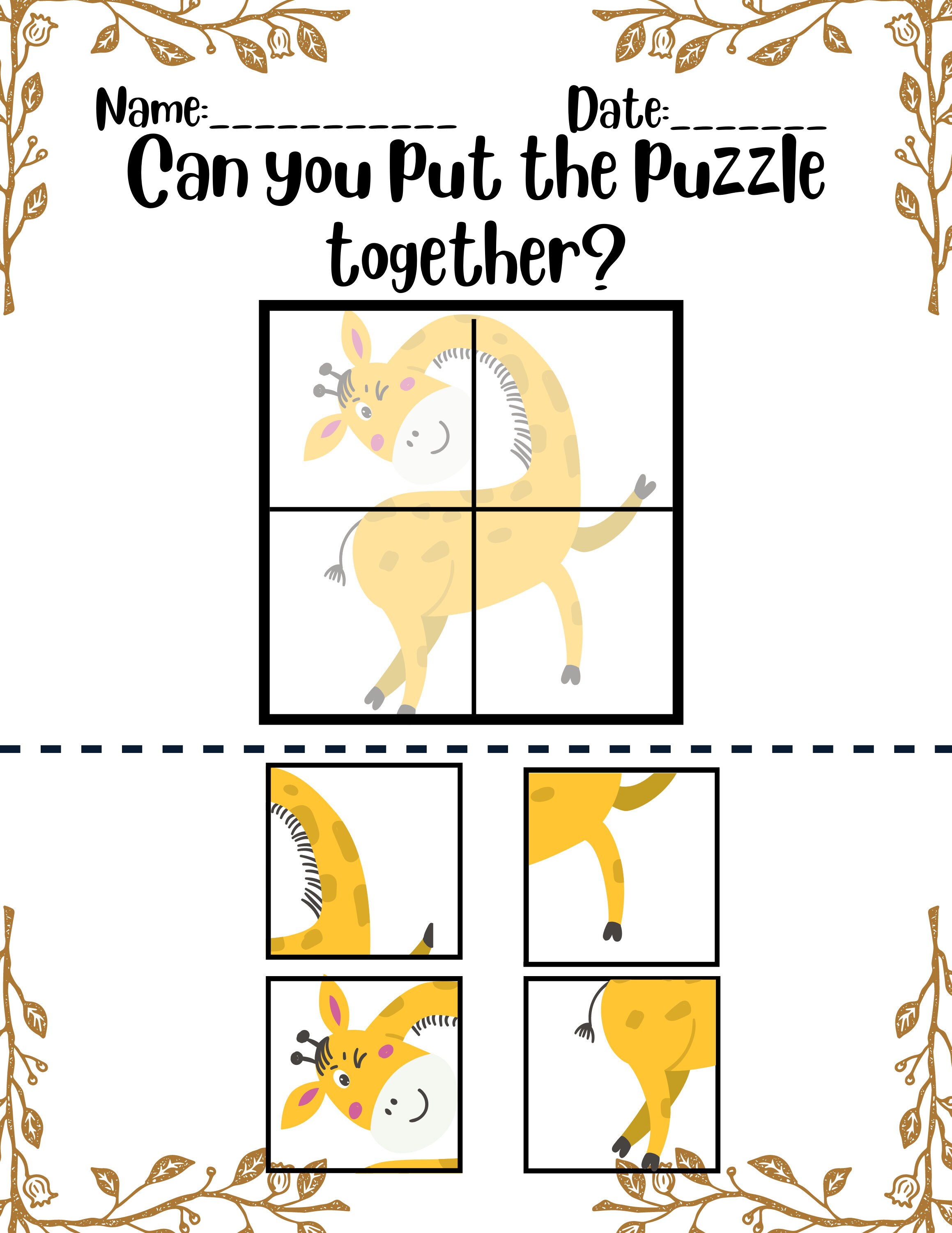 Giraffe Themed Preschool Workbook for Kids - Etsy