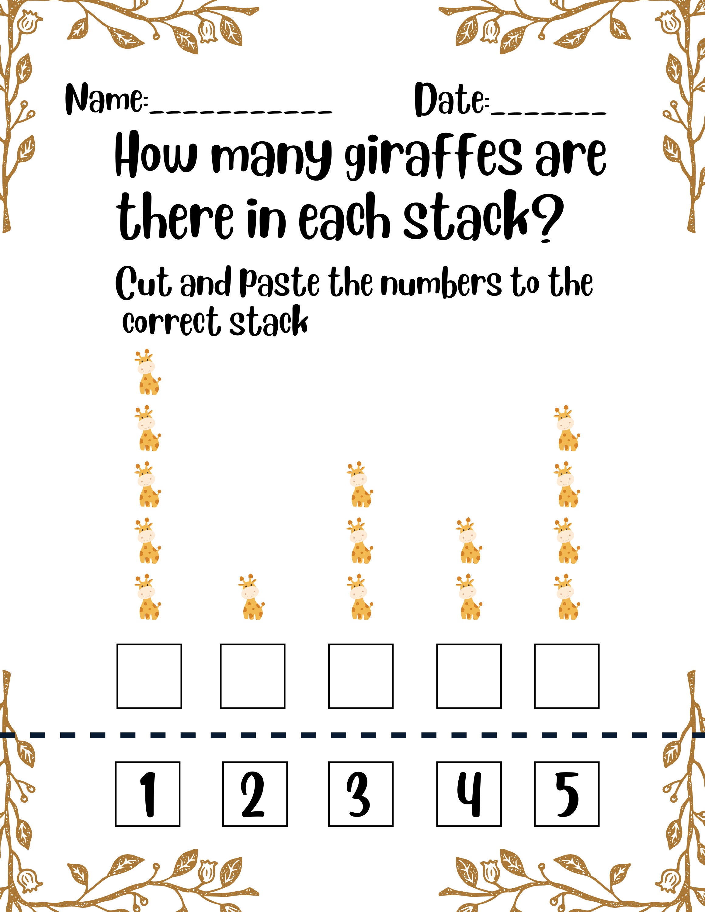 Giraffe Themed Preschool Workbook for Kids - Etsy