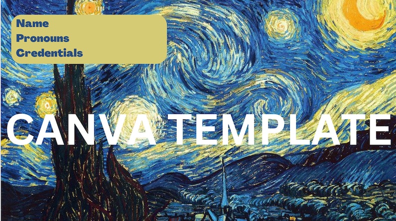 CANVA Template ZOOM Background Vincent Van Gogh the Starry Night - Etsy