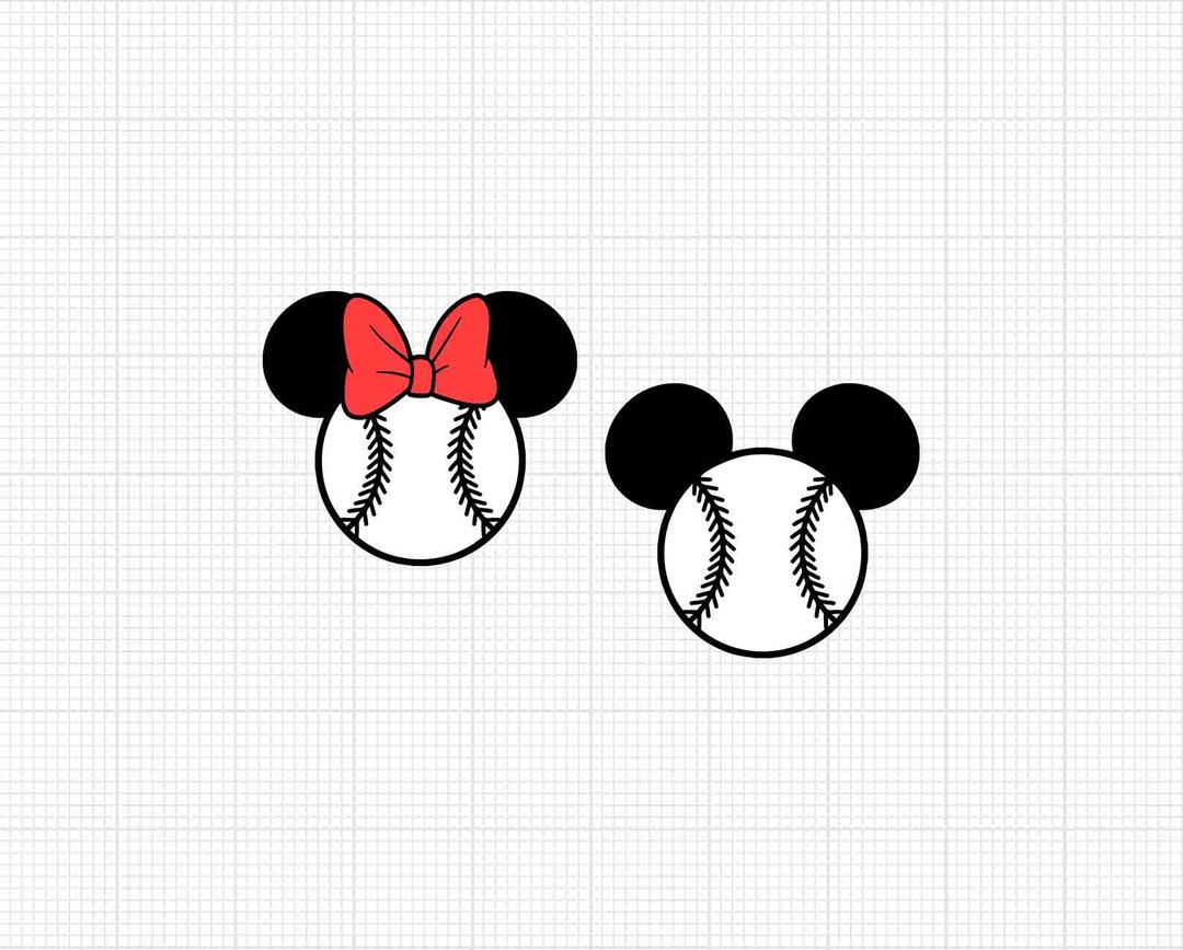 Baseball, Mickey Minnie Mouse, Sports, Ball, Team, Ears Head Bow, Svg ...