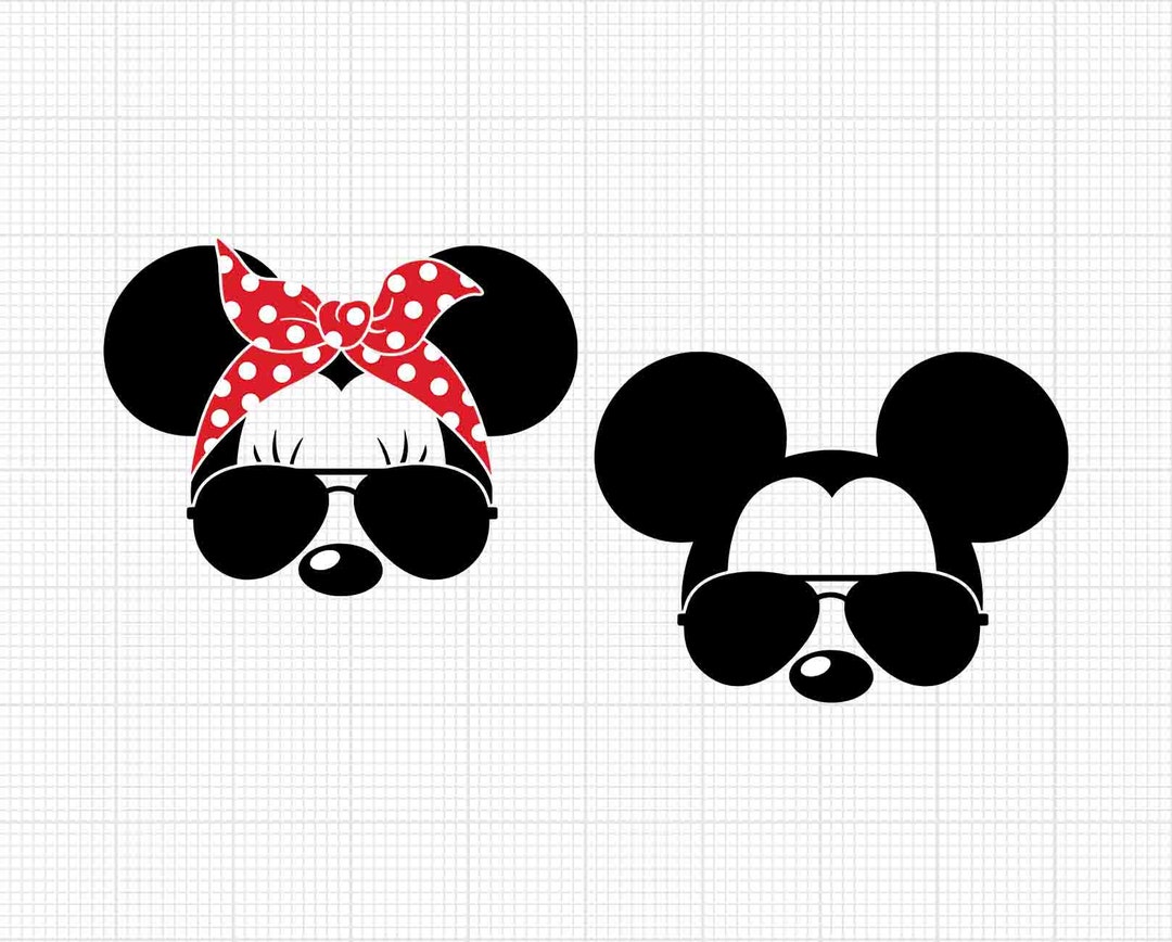 Mickey Minnie Mouse Sunglasses Bandana Dots Eyelashes Svg And Png