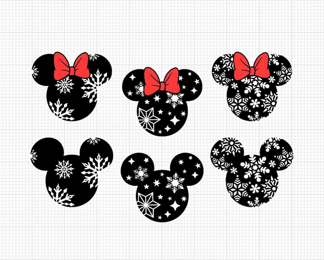 Christmas 2023, Mickey Minnie Head, Snowflakes, Svg and Png Formats ...