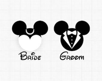 Mickey and Minnie Wedding SVG / PNG Bride & Groom - Etsy