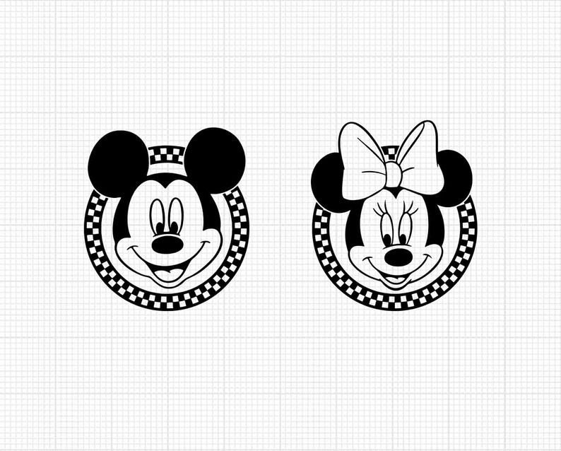 Checkered Mouse Mickey Minnie Mouse Movie Retro Ears Head - Etsy