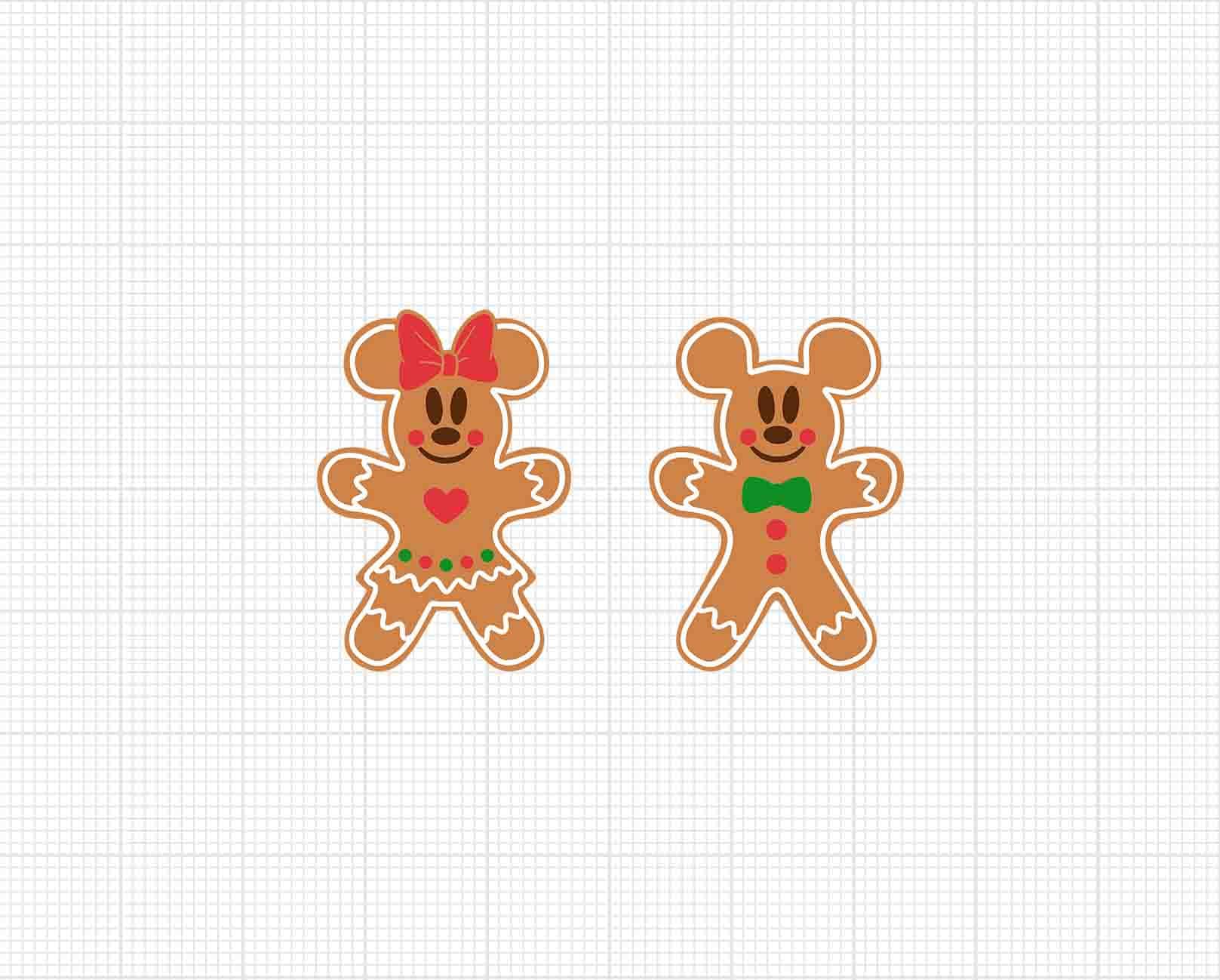 Christmas Mickey Minnie Mouse Gingerbread Cookies Holiday - Etsy