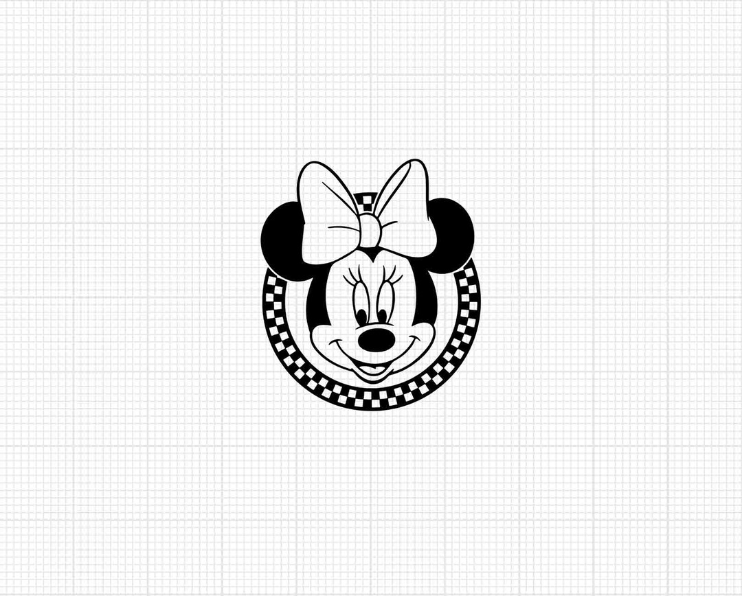 Checkered Minnie Mouse, Movie, Retro, Ears Head Bow, Svg Png Dxf ...