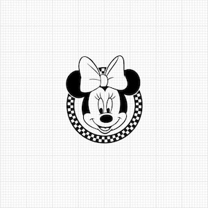 Checkered Minnie Mouse, Movie, Retro, Ears Head Bow, Svg Png Dxf ...