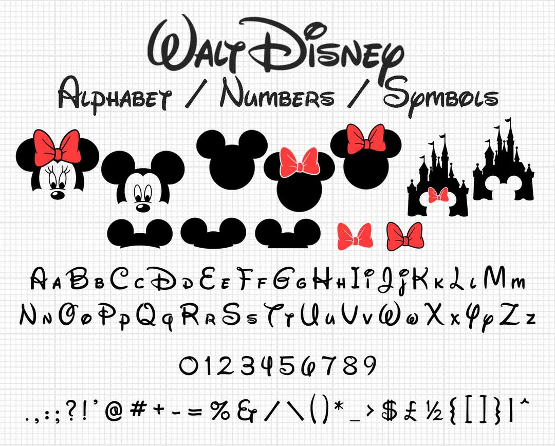 BUNDLE, Alfabeto, Números, Símbolos, Mickey Minnie Mouse, Castillo ...