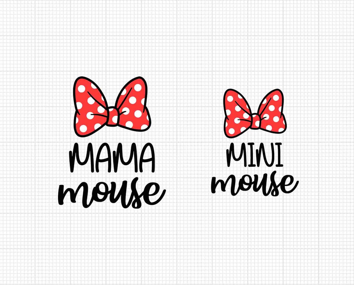 Mama Mouse Mini Mouse Dots Bow Minnie Family Svg and Png - Etsy
