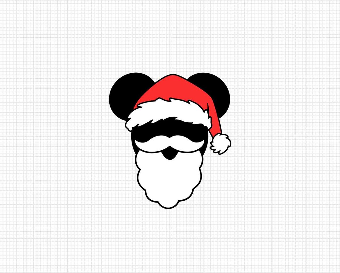 Christmas Santa Hat, Mickey Mouse, Santa Claus, Beard, Mustache, Svg ...