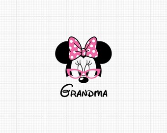 Grandma, Nana, Family, Minnie Mouse, Glasses, Head Ears Bow, Svg Png ...