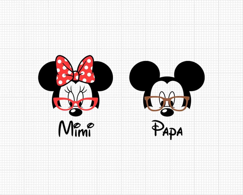 Mimi Papa Family Mickey Minnie Head Grandma Grandpa - Etsy