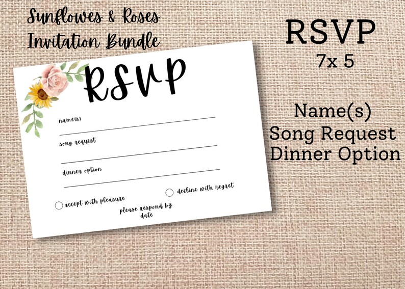 Sunflowers and Roses Invitation Bundle 3 - Etsy