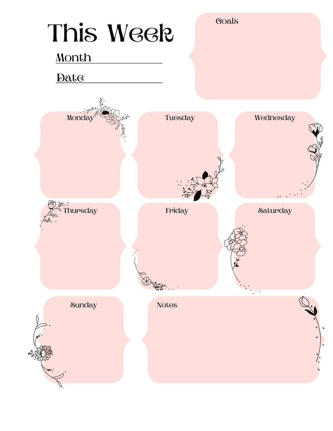 Printable Weekly Planner Sheet - Etsy