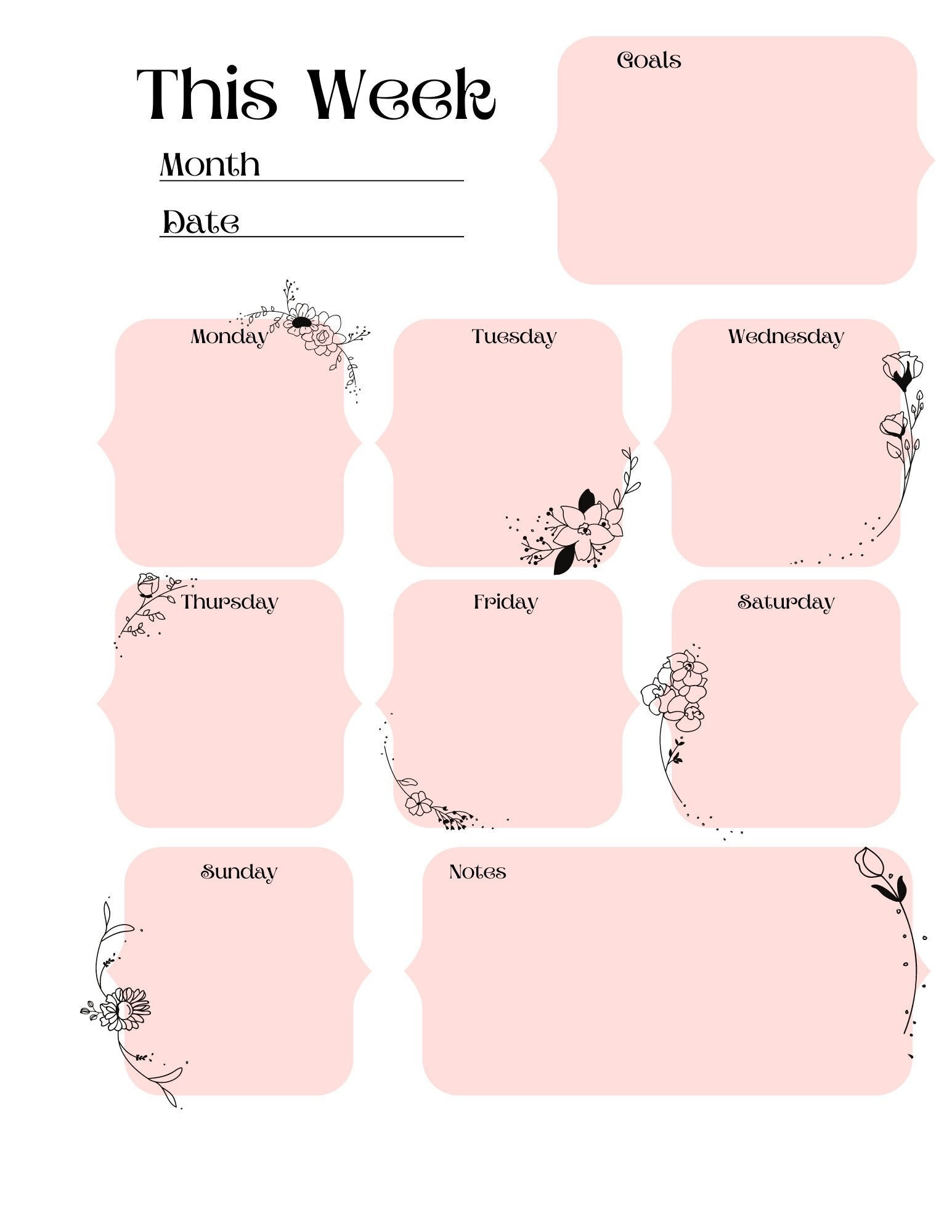 Printable Weekly Planner Sheet - Etsy
