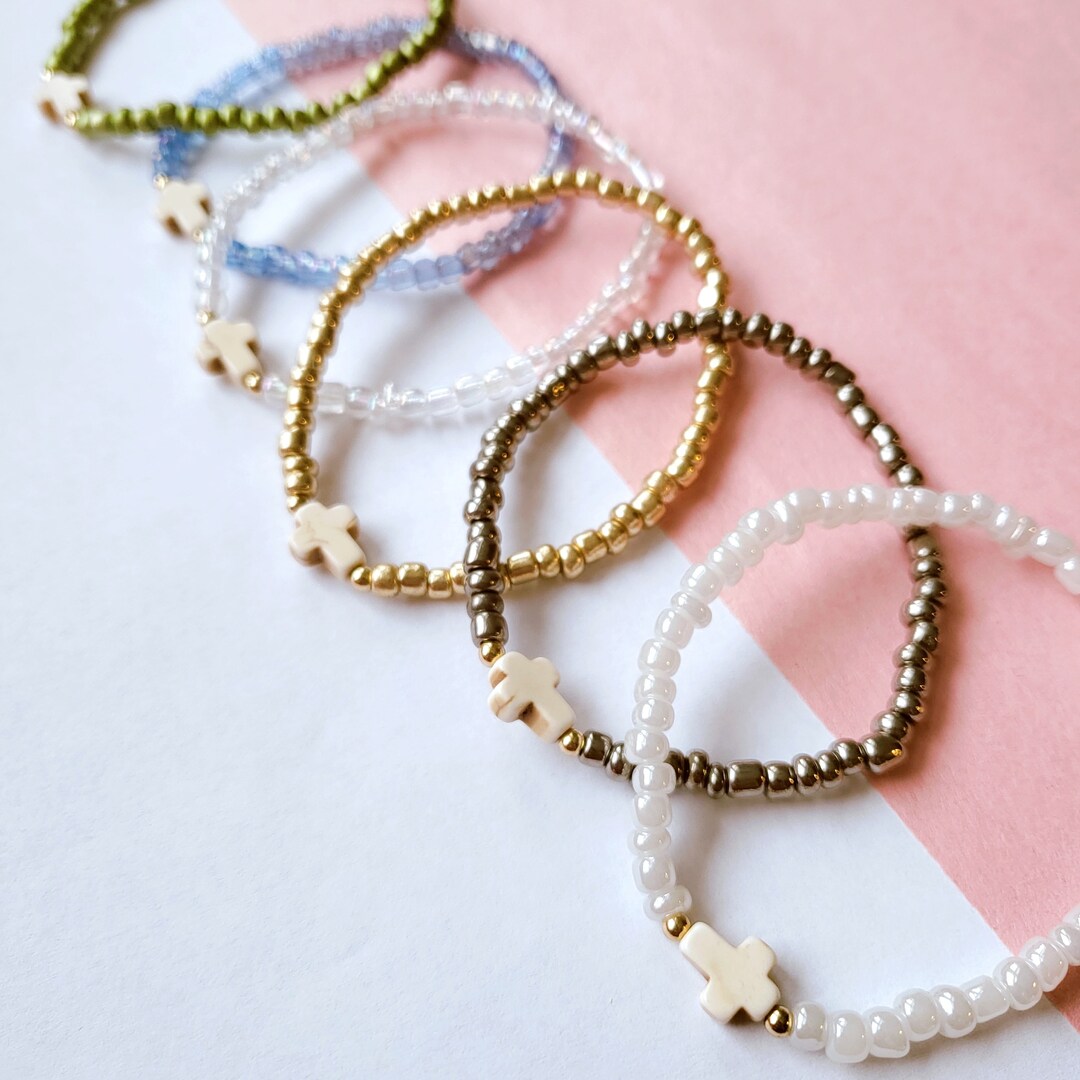 Stone Cross Beaded Bracelet or Shell Cross Beaded Bracelet | Seed Bead ...