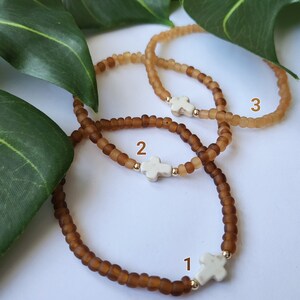 Stone Cross Beaded Bracelet or Shell Cross Beaded Bracelet - Etsy