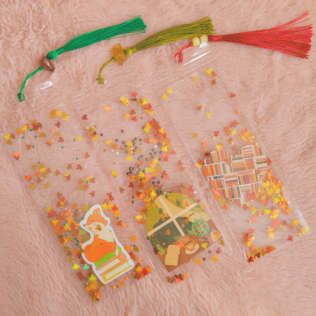 Shaker Bookmark | Confetti Bookmark | Booklover Gift | Themed Bookmark ...