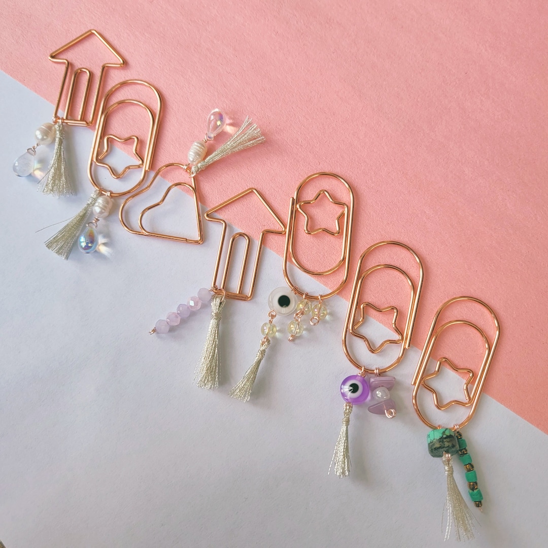 Rose Gold Paper Clip Bookmark Charm With Tassel | Charm or Accessory ...