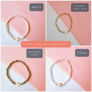 Stone Cross Beaded Bracelet or Shell Cross Beaded Bracelet - Etsy