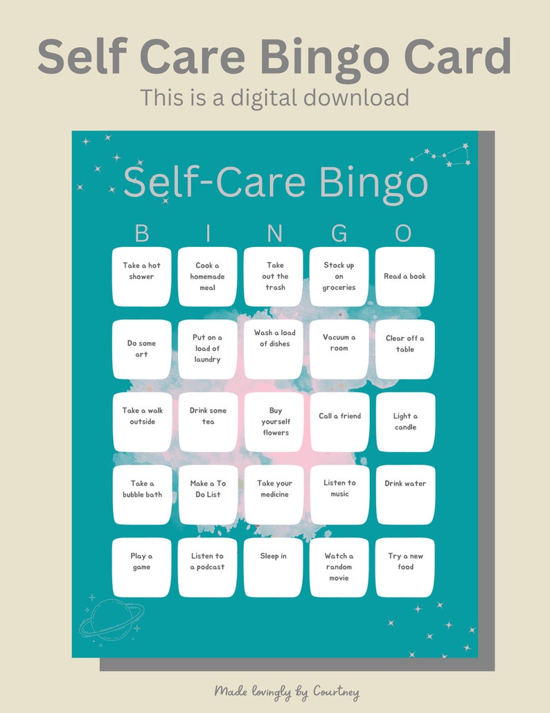 Self Care Bingo Printable Digital Self Care Downloadable Self Care PDF ...