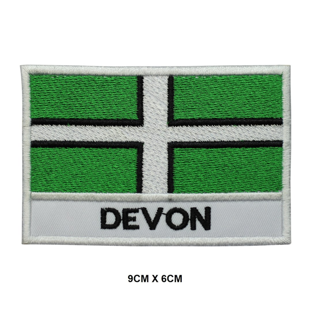 Devon County Flag Patch Iron on Sew on Embroidered Patch Badge Applique ...