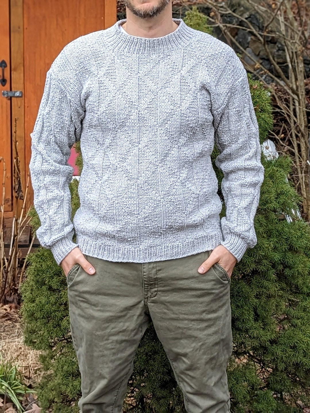 Men's Handknit Designer Sweater, 100% Wool - Etsy