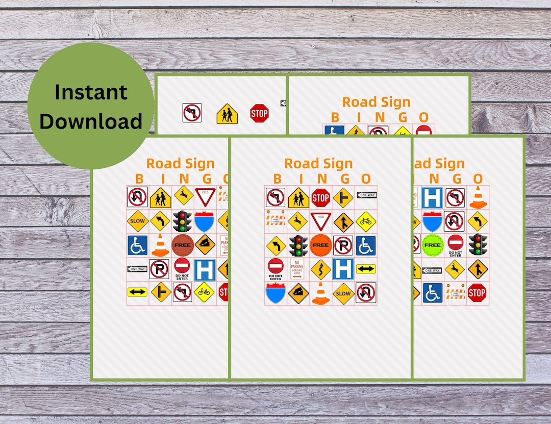 Road Sign Bingo Game - Etsy