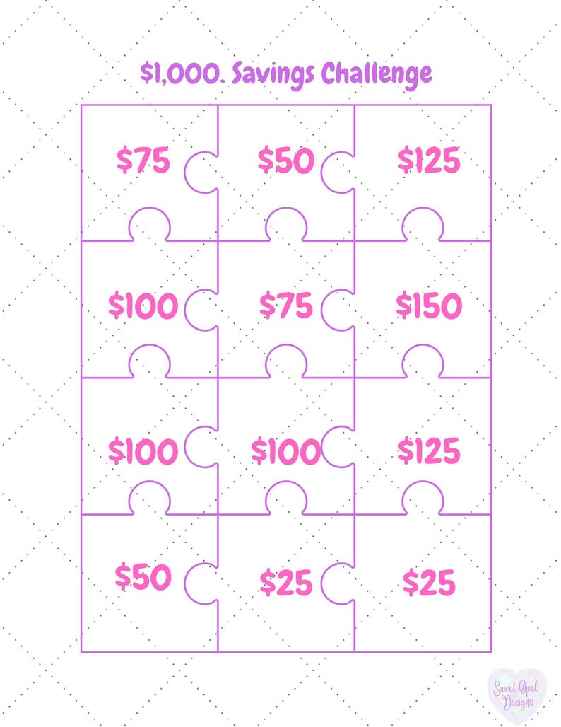1000 Savings Challenge - Etsy