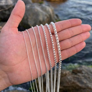 925 Sterling Silver Round Box Chain Necklace, Solid Silver Chain for ...