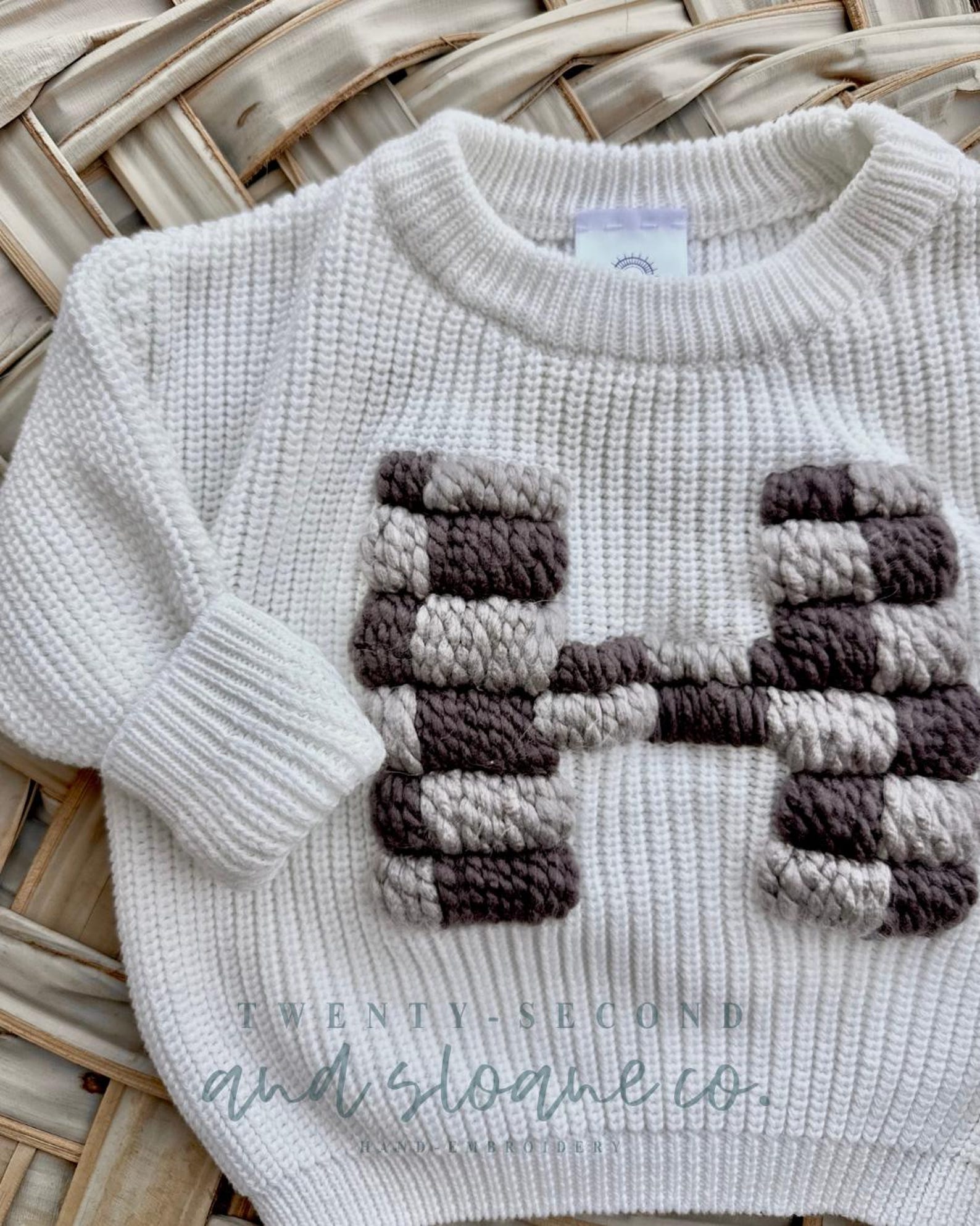 Personalized Baby Sweater: Checkered Initial, Embroidered Name - Etsy