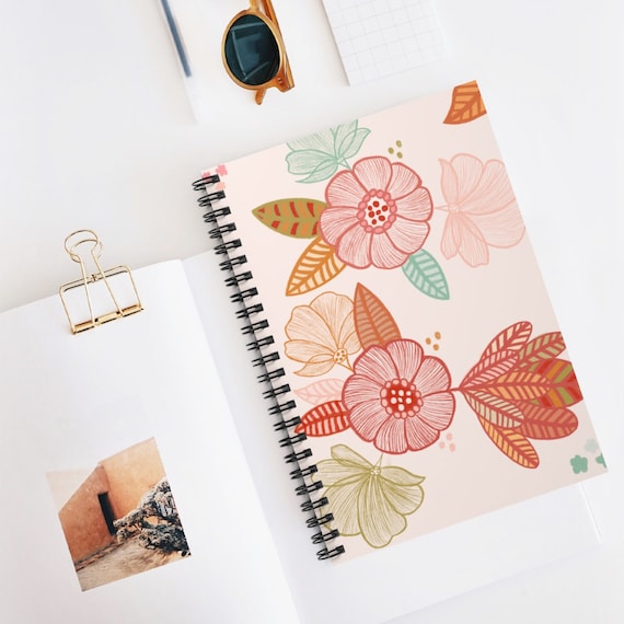 Fall Aesthetic Floral Spiral Notebook - Etsy