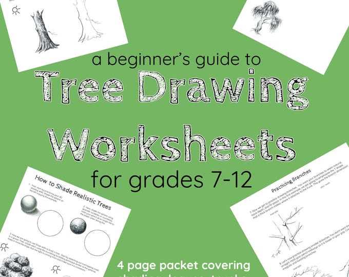 Tree Drawing Practice Worksheets for Highschool Drawing Class With ...