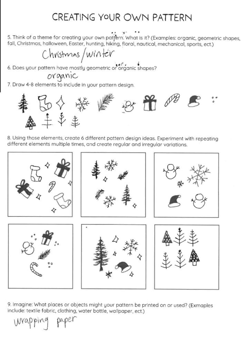 Drawing Worksheets Pattern Design Practice Worksheet for JH and High ...