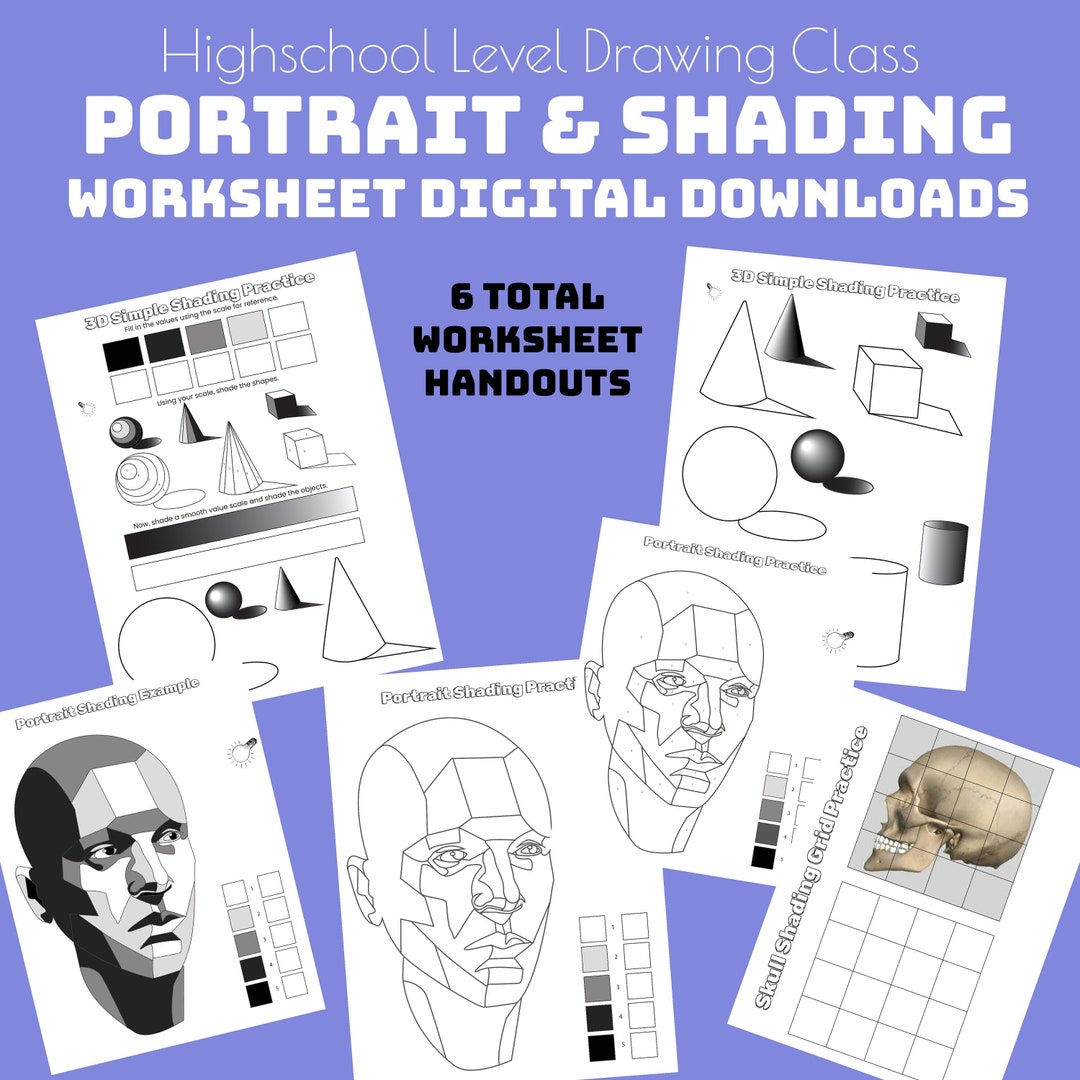 Shading Practice Worksheets for Highschool Drawing Class With Portrait ...