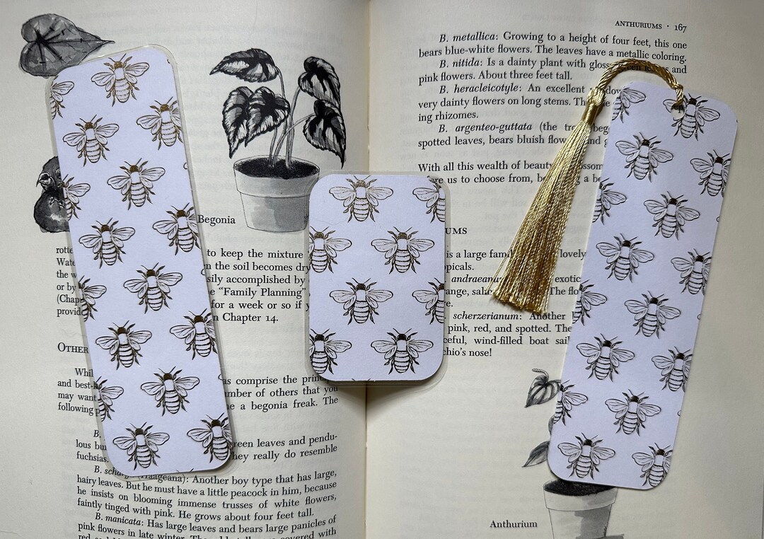 Metallic Bee and Honeycomb Double Sided Bookmark, Laminated or Not ...