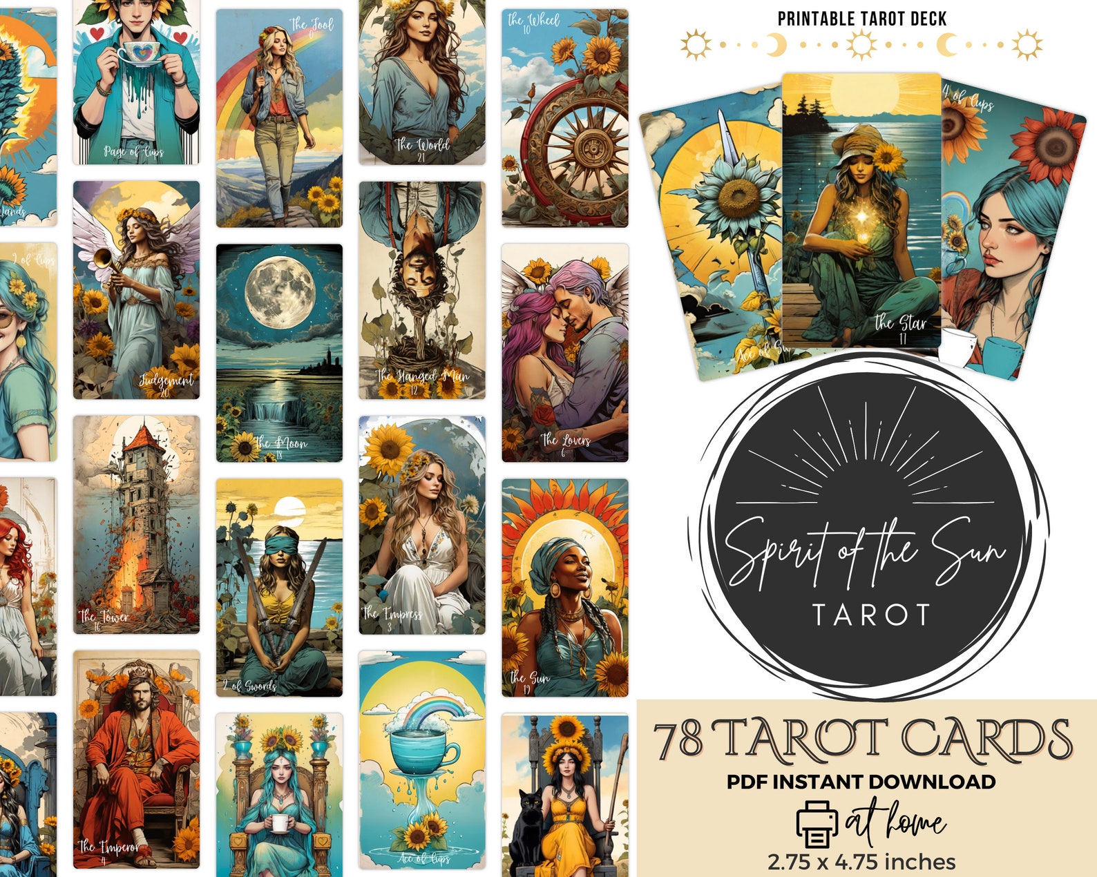 Printable TAROT Cards Digital 78 Card Tarot Deck -tarot Size - Beginner ...