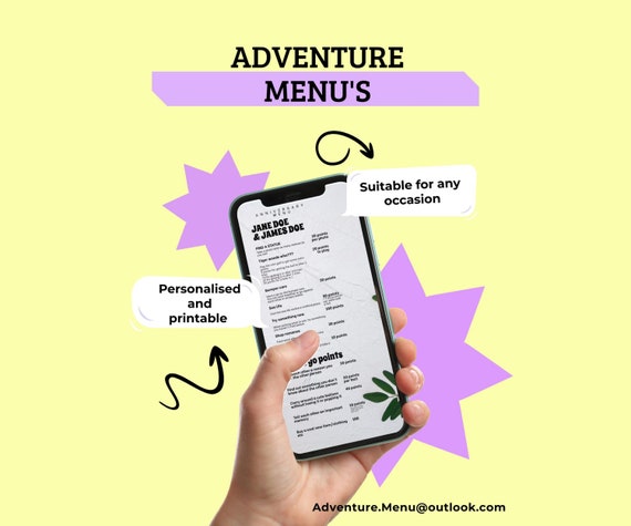 PRINTABLE Adventure Menu for Any Occasion - Etsy