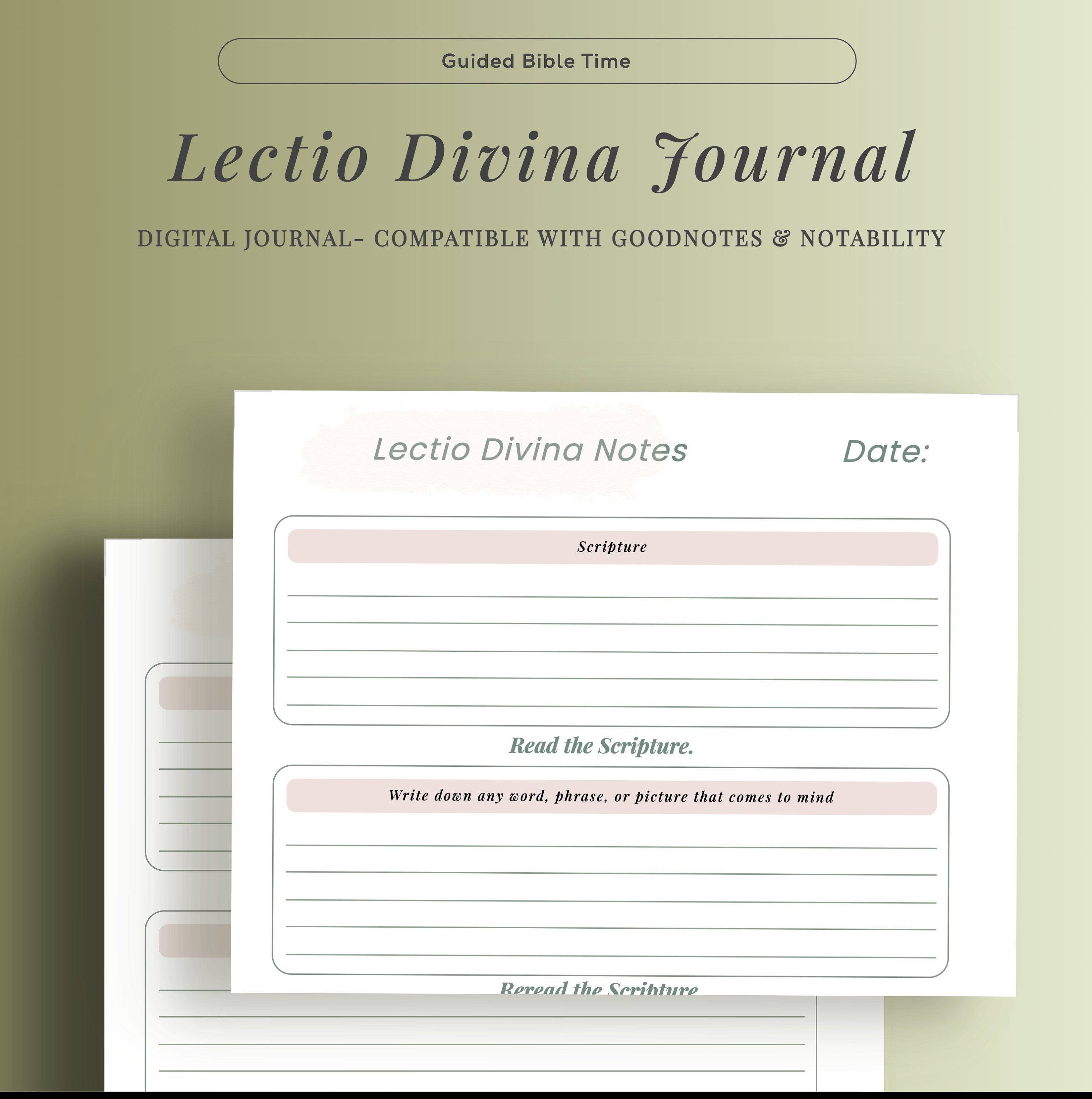Digital Lectio Divina Journal Printable PDF for Spiritual Reflection ...
