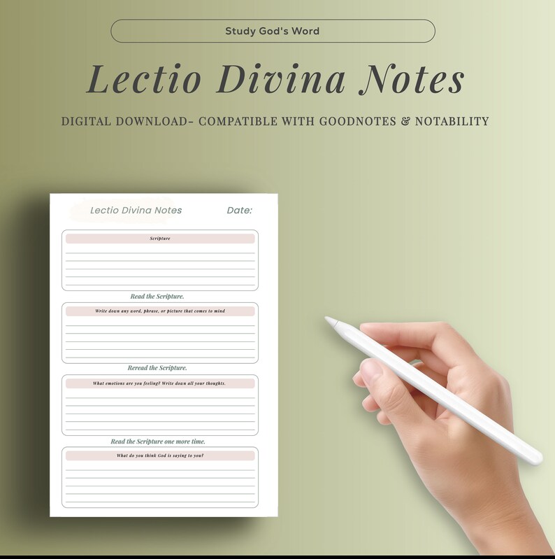 Digital Lectio Divina Journal Printable PDF for Spiritual Reflection ...
