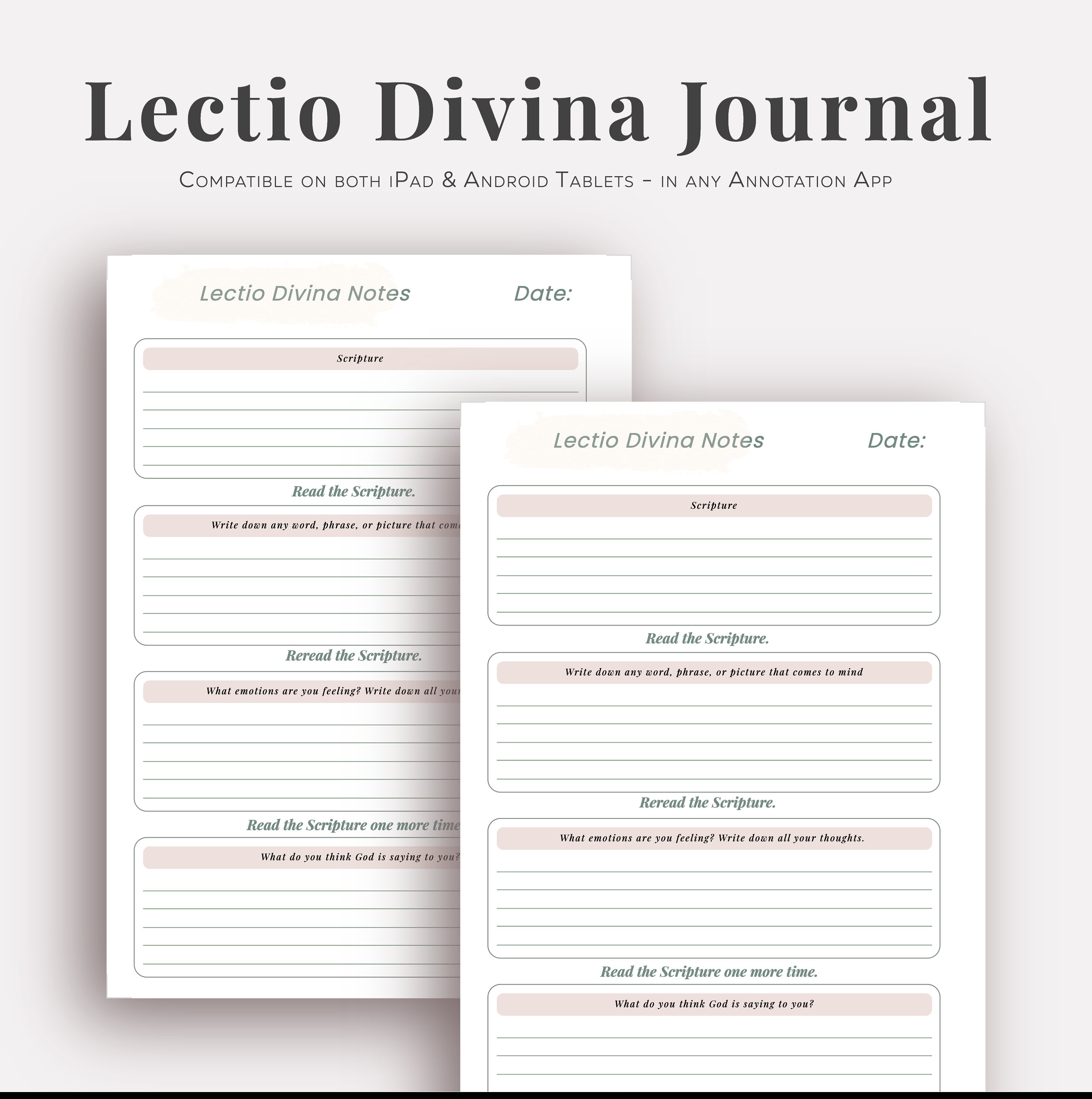Digital Lectio Divina Journal Printable PDF for Spiritual Reflection ...