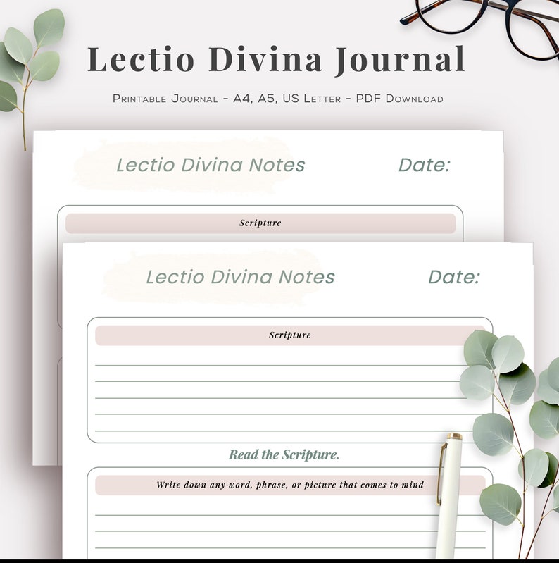 Digital Lectio Divina Journal Printable PDF for Spiritual Reflection ...