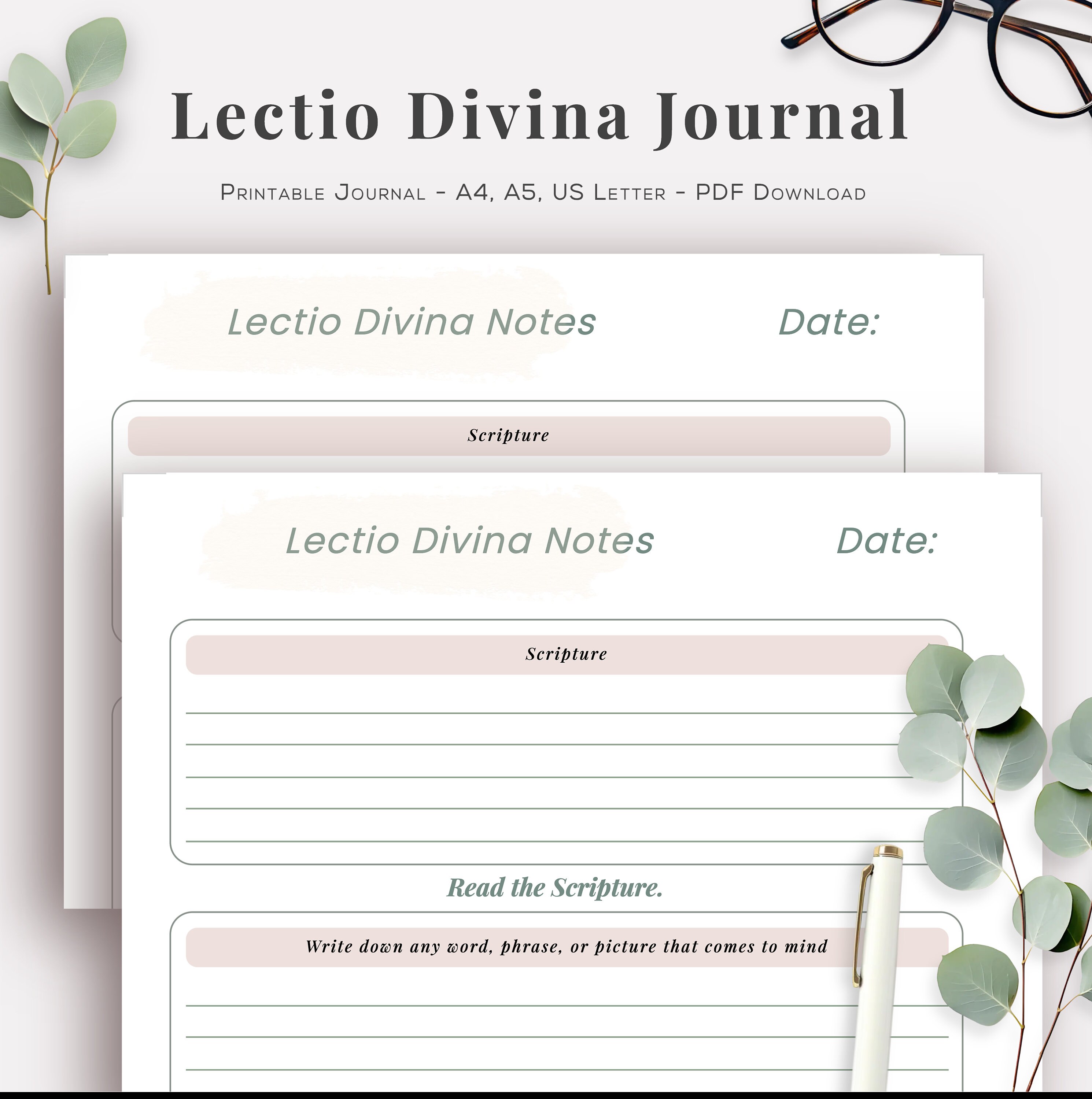 Digital Lectio Divina Journal Printable PDF for Spiritual Reflection ...