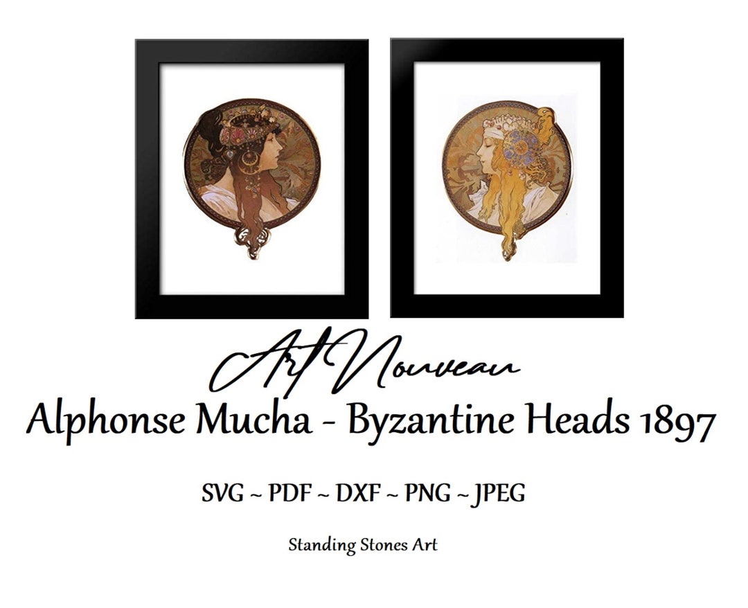 Alphonse Mucha Art Nouveau Prints | Byzantine Heads (digital Download ...