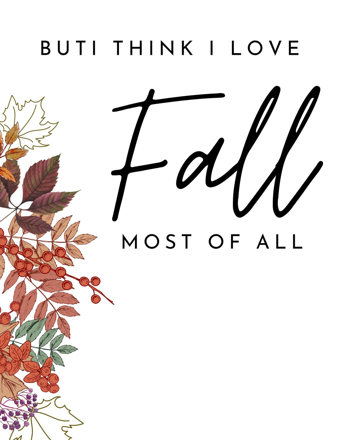 Printable Fall Sign - Love Fall Most of All - Etsy