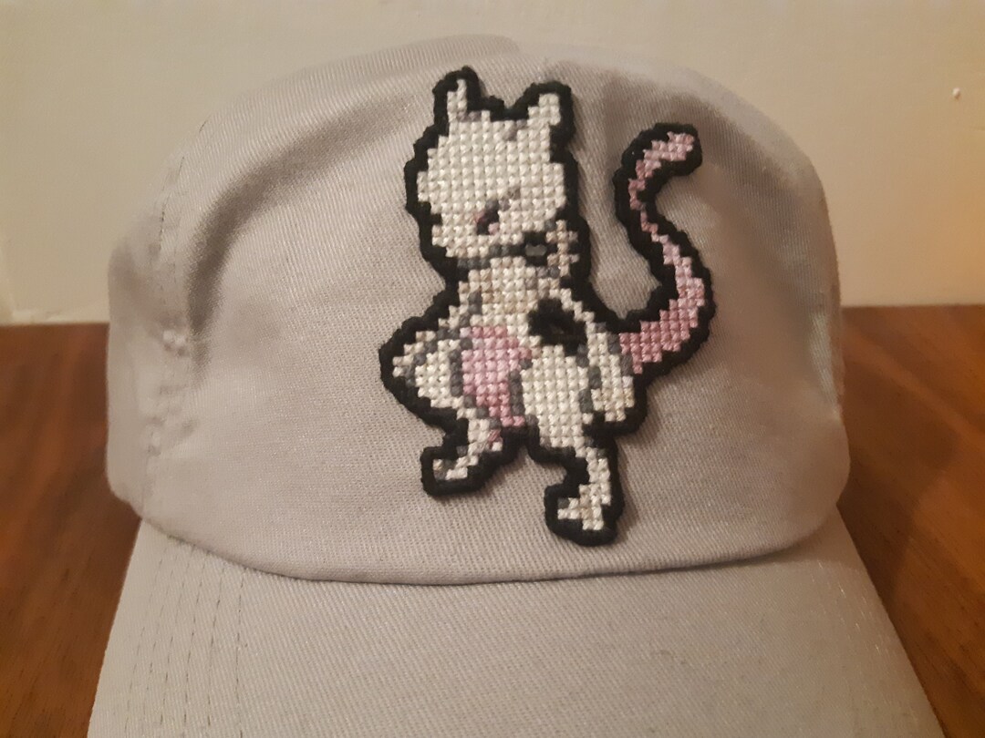 Handmade Pokemon Retro 8-bit Mewtwo Baseball Cap Hat Cross - Etsy