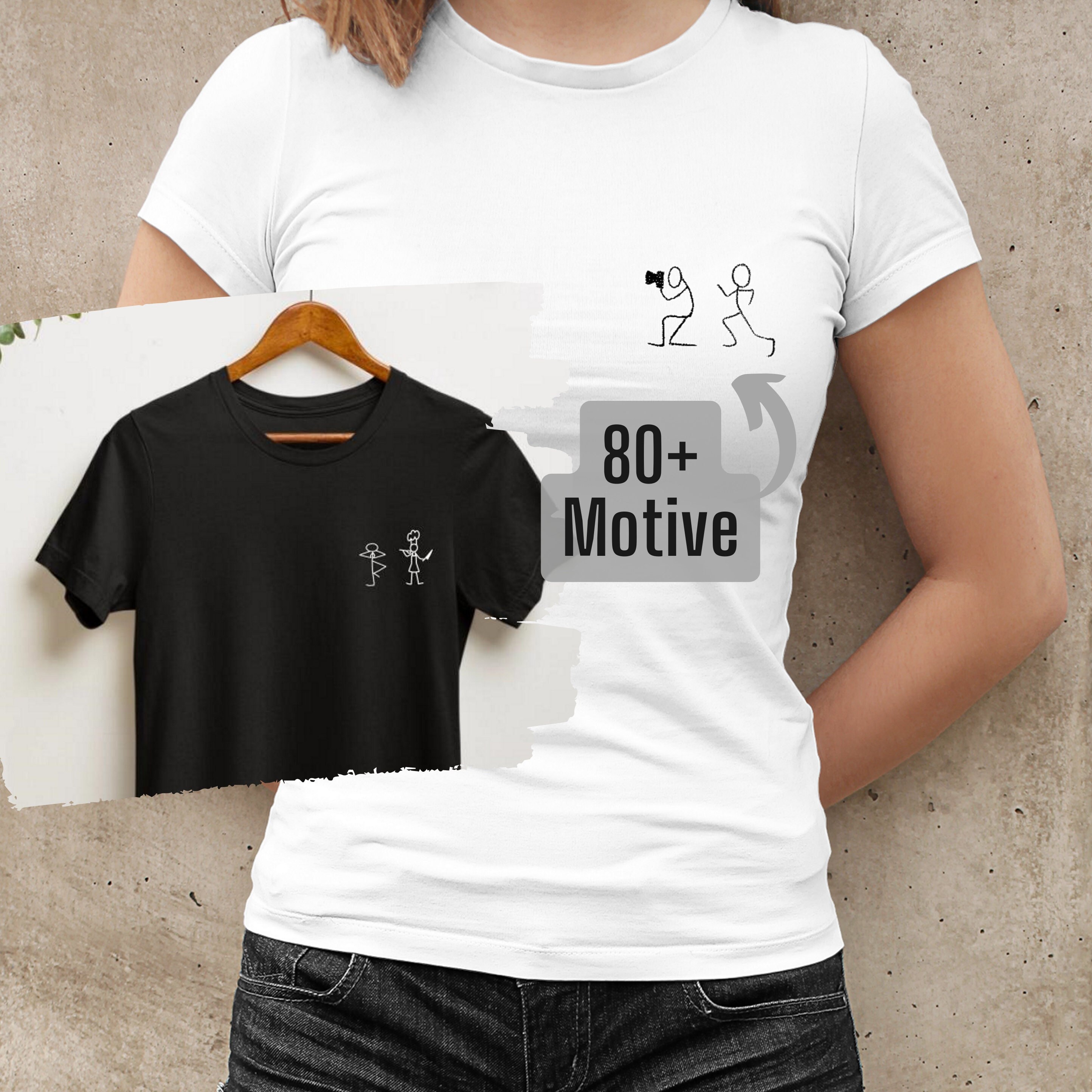 Individual Stick Figure Duo on T-shirt, Embroidered Women's Organic ...