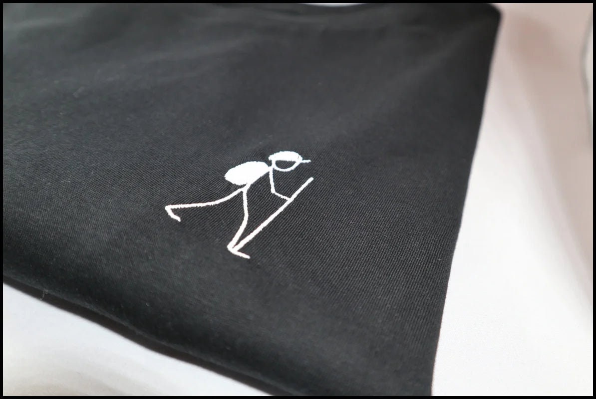 Hiking T-shirt With Stick Figure Motif, Embroidered Men's Organic ...