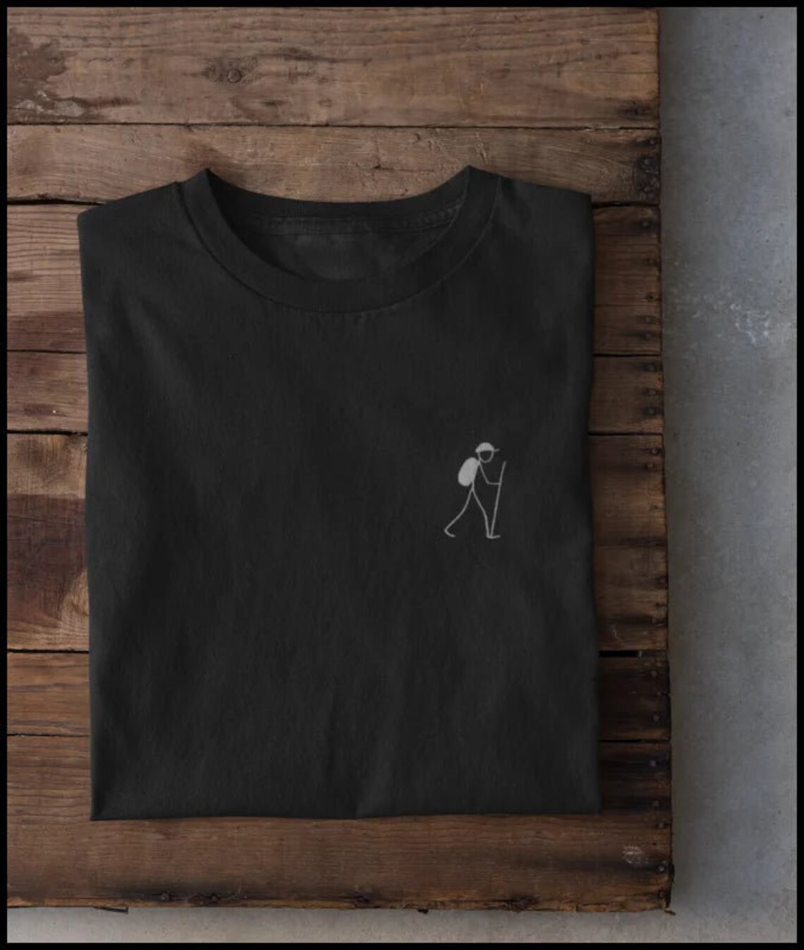 Hiking T-shirt With Stick Figure Motif, Embroidered Men's Organic ...